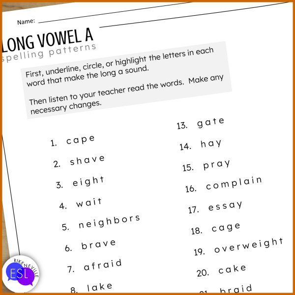 4 Easy Long Vowel Activities for Adult ESL: Spelling Patterns ...